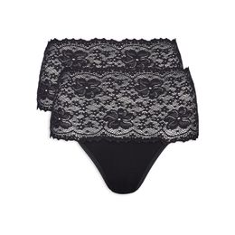 Taillenslip Nina von C. "Millefleurs", Damen, Gr. 40, schwarz, Obermaterial: 52% Viskose, 40% Modal, 8% Elasthan, unifarben, k&ouml;rpernah, Unterhosen Taillenslip, eng, elastisch, bequem, feminin, breiter Bund mit Spitze, Viskosemix