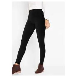 Leggings bonprix "Feincord-Leggings mit breitem Komfortbund", Damen, Gr. 36/38 (S), N-Gr, schwarz, Obermaterial: 62% Baumwolle, 33% Polyester, 5% Elasthan, skinny fit, Hosen Leggings, aus Feincord, mit Elasthan-Anteil, Skinny Fit