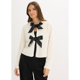 bonprix kurze Pailletten-Jacke, wei&szlig;, Gr.42, modische kurze Pailletten-Jacke mit Schleifen-Verschluss vorne. Gef&uuml;ttert., aus Samt