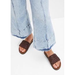 bonprix Pantoletten in Flechtoptik, braun, Gr.39, Modische Puffy Pantolette mit Flechtdetails, aus Vegan