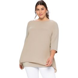 sheego Damen Blusenshirt mit Zipfelsaum beige Gr&ouml;&szlig;e 48/50