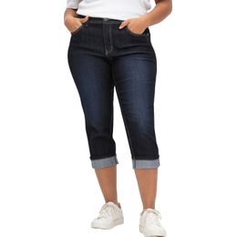 sheego Damen 7/8-Jeans in schmaler Form, mit Kontrasttape blue black denim Gr&ouml;&szlig;e 50