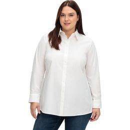 sheego Damen Baumwollbluse in leichter A-Linie wei&szlig; Gr&ouml;&szlig;e 48