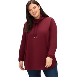 sheego Damen Sweatshirt mit weitem Stehkragen weinrot Gr&ouml;&szlig;e 44/46