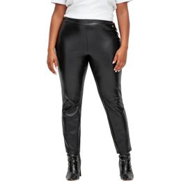 sheego Damen Leggings mit gl&auml;nzender Beschichtung schwarz Gr&ouml;&szlig;e 42