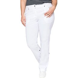 sheego Damen Cargohose mit Krempelfunktion wei&szlig; Gr&ouml;&szlig;e 88