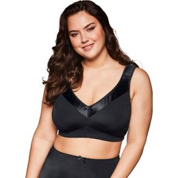 sheego Damen BH ohne B&uuml;gel mit Satinblende schwarz Gr&ouml;&szlig;e 105F