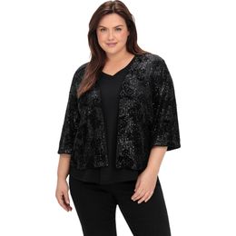 sheego Damen Blusenjacke mit Pailletten schwarz Gr&ouml;&szlig;e 46