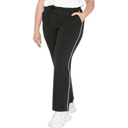 sheego Damen Jogginghose mit Kontrastpaspel schwarz Gr&ouml;&szlig;e 40