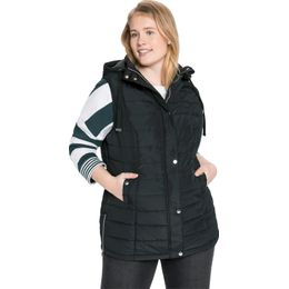 sheego Damen Steppweste mit Kapuze schwarz Gr&ouml;&szlig;e 54