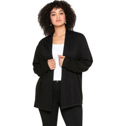 sheego Damen Strickjacke in offener Form schwarz Gr&ouml;&szlig;e 56/58
