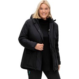 sheego Damen Outdoorjacke mit abnehmbarer Kapuze schwarz Gr&ouml;&szlig;e 44