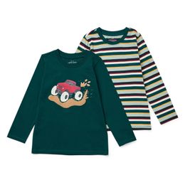 Tchibo - 2 Kinder-Langarmshirts - Baby - Gr. 86/92 - dunkelgr&uuml;n