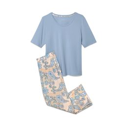 Tchibo - 7/8-Pyjama-Set - Damen - Gr. L - hellblau/paisley
