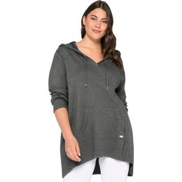 sheego Damen Longshirt im Vokuhila-Schnitt grau meliert Gr&ouml;&szlig;e 44/46