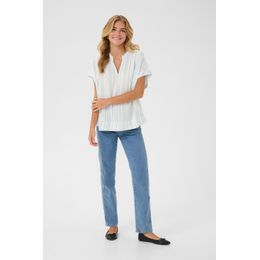 Kaffe Kurzarm-Bluse Loose fit Chalk/Soft Chambray Stripe white blue