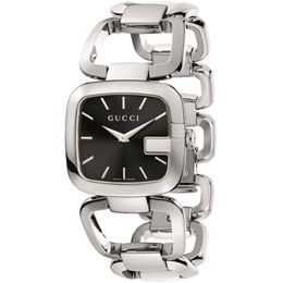 Gucci YA125407 G Damenuhr mit schwarzem Zifferblatt aus Edelstahl