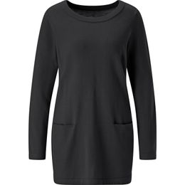 Damen Longpullover in leichter A-Form schwarz, Gr&ouml;&szlig;e 48