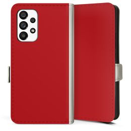 DeinDesign Galaxy A53 5G Handy Klapph&uuml;lle Handyh&uuml;lle aus Kunst Leder wei&szlig; Flip Case Red Unicoloured Colour Sideflip mit Lasche