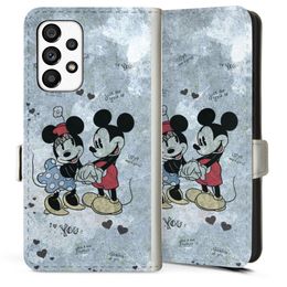 DeinDesign Galaxy A53 5G Handy Klapph&uuml;lle Handyh&uuml;lle aus Kunst Leder wei&szlig; Flip Case Vintage Disney Sideflip mit Lasche
