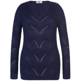 Emilia Lay - V-Pullover, blau, Gr. 56 / 3XL