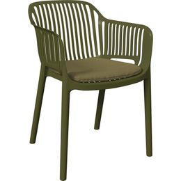 Ambia Garden Stapelsessel, Gr&uuml;n, Kunststoff, Textil, F&uuml;llung: Polyester, konisch, 55x80x60 cm, stapelbar, Gartenm&ouml;bel, Gartenst&uuml;hle, Gartenst&uuml;hle stapelbar