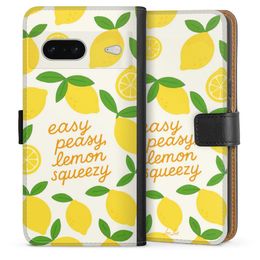 DeinDesign Google Pixel 7 Handy Klapph&uuml;lle Handyh&uuml;lle aus Kunst Leder schwarz Flip Case Spruch Statement Lemon Sideflip mit langer Lasche
