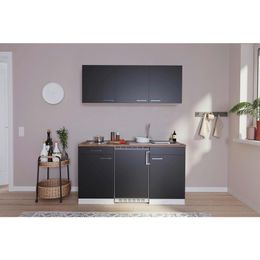 respekta Minik&uuml;che Singlek&uuml;chen, Schwarz, Holzwerkstoff, 1 Schublade(n),1 Schublade(n) Schubladen, seitenverkehrt montierbar, nur wie online abgebildet bestellbar, E, 150 cm, Made in Germany, links aufbaubar, rechts aufbaubar, K&uuml;chen, Minik&uuml;chen