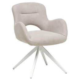 Livetastic Armlehnstuhl, Beige, Holz, Metall, Textil, Pappel, Sperrholz, Flachrohr, 62x84x62 cm, Esszimmer, St&uuml;hle, Esszimmerst&uuml;hle, Armlehnenst&uuml;hle