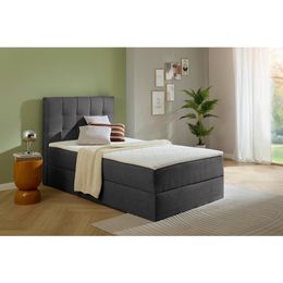 Boxxx Boxbett, Dunkelgrau, Kunststoff, H3, H&ouml;he ca. 25 cm, 100x200 cm, Bettkasten, gepolstertes Kopfteil, Topper durchgehend, in verschiedenen Gr&ouml;&szlig;en erh&auml;ltlich, Matratze durchgehend, Schlafzimmer, Betten, Boxspringbetten