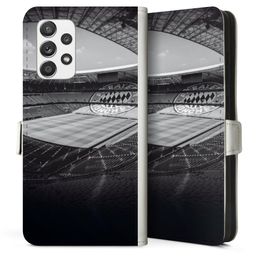 DeinDesign Galaxy A52s 5G Handy Klapph&uuml;lle Handyh&uuml;lle aus Kunst Leder wei&szlig; Flip Case Stadium Fcb Fc Bayern M&uuml;nchen Sideflip mit Lasche
