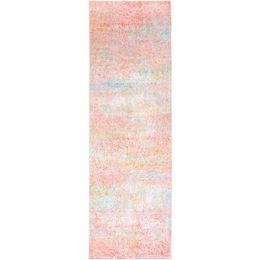 Lindorug L&auml;ufer Ondea Fiorith, waschbar, Rosa, T&uuml;rkis, Dunkelgelb, Textil, Abstraktes, rechteckig, 80x250 cm, Oeko-Tex&reg; Standard 100, f&uuml;r Fu&szlig;bodenheizung geeignet, rutschfest, in verschiedenen Gr&ouml;&szlig;en erh&auml;ltlich, wasserabweisend, schmutzabweisend, Hausstauballergiker feuchtraumgeeignet, stuhlrollengeeignet, waschbar, pflegeleicht, strapazierf&auml;hig, rei&szlig;fest, rutschfeste Unterfl&auml;che, vegan, Teppiche 