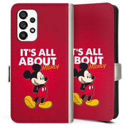 DeinDesign Galaxy A53 5G Handy Klapph&uuml;lle Handyh&uuml;lle aus Kunst Leder wei&szlig; Flip Case Official Licensed Product Disney Mouse Sideflip mit Lasche