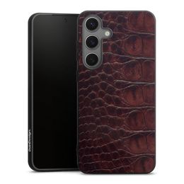 DeinDesign Galaxy S25+ Handy Premium Silikon H&uuml;lle Handyh&uuml;lle schwarz Case Leather Crocodile Animal Print Silikon Premium Case