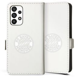 DeinDesign Galaxy A53 5G Handy Klapph&uuml;lle Handyh&uuml;lle aus Kunst Leder wei&szlig; Flip Case Coat Of Arms Fc Bayern M&uuml;nchen Fcb Sideflip mit Lasche