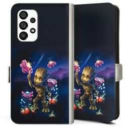 DeinDesign Galaxy A53 5G Handy Klapph&uuml;lle Handyh&uuml;lle aus Kunst Leder wei&szlig; Flip Case Guardians Of The Galaxy Marvel Baby Groot Sideflip mit Lasche