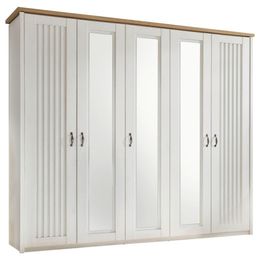 Landscape Dreht&uuml;renschrank, Wei&szlig;, Eiche, Metall, 8 F&auml;cher, 265x224x60 cm, Schlafzimmer, Kleiderschr&auml;nke, Dreht&uuml;renschr&auml;nke