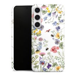 DeinDesign Galaxy S24+ Handy Premium Case Smartphone Handyh&uuml;lle Schutzh&uuml;lle gl&auml;nzend Flowers Bee Muster Premium Case