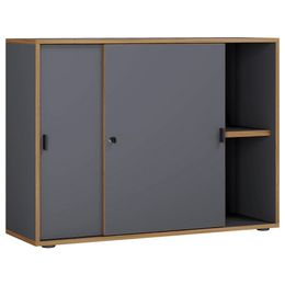 P & B Aktenschrank, Anthrazit, Honigeiche, Holzwerkstoff, 1 F&auml;cher, 100x74x37 cm, abschlie&szlig;bar, Arbeitszimmer, Aktenschr&auml;nke