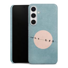 DeinDesign Galaxy S24+ Handy Premium Case Smartphone Handyh&uuml;lle Schutzh&uuml;lle gl&auml;nzend Bird Turquoise Moon Premium Case