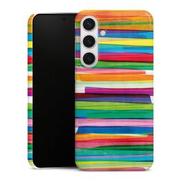 DeinDesign Galaxy S24+ Handy Premium Case Smartphone Handyh&uuml;lle Schutzh&uuml;lle gl&auml;nzend Water Colour Stripes Colourful Premium Case