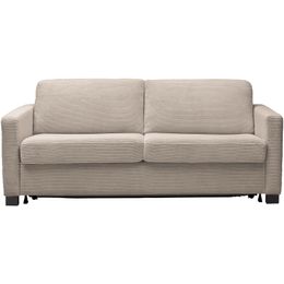 Schlafsofa Home Affaire "Vionelle, 3-Sitzer mit Kaltschaummatratze nach Wahl, Breite 206 cm", taupe, B:206cm H:81cm T:98cm, 88% Polyester, 12% Polyacryl, Sofas, Schlafsofa, Dauerschl&auml;fer mit wahlweise Standard- oder Premium-Matratze
