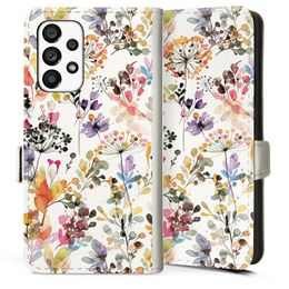 DeinDesign Galaxy A53 5G Handy Klapph&uuml;lle Handyh&uuml;lle aus Kunst Leder wei&szlig; Flip Case Pastel Flower Muster Sideflip mit Lasche