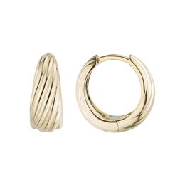 Paar Creolen Jobo "Ohrringe geriffelt 16 mm", vergoldet, Ohrringe, Damen, 16,4mm, Silber 925 (Sterlingsilber), 925 Silber rhodiniert oder vergoldet
