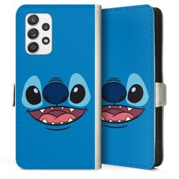 DeinDesign Galaxy A52s 5G Handy Klapph&uuml;lle Handyh&uuml;lle aus Kunst Leder wei&szlig; Flip Case Official Licensed Product Disney Lilo & Stitch Sideflip mit Lasche