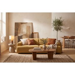 2,5-Sitzer Home Affaire "Linkka, Breite 217 cm", gelb (mustard), B:217cm H:75cm T:94cm, 90% PES, 10% Nylon, Sofas, in einem weichen Chenille-Stoff, mit Wellenunterfederung