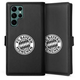 DeinDesign Galaxy S22 Ultra Handy Klapph&uuml;lle Handyh&uuml;lle aus Kunst Leder schwarz Flip Case Fcb Coat Of Arms Fc Bayern M&uuml;nchen Sideflip mit langer Lasche