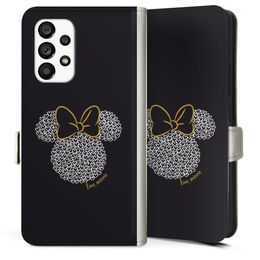 DeinDesign Galaxy A53 5G Handy Klapph&uuml;lle Handyh&uuml;lle aus Kunst Leder wei&szlig; Flip Case Minnie Mouse Muster Disney Sideflip mit Lasche
