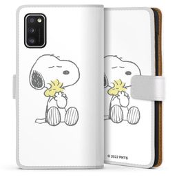 DeinDesign Galaxy A41 Handy Klapph&uuml;lle Handyh&uuml;lle aus Kunst Leder wei&szlig; Flip Case Snoopy Love Peanuts Sideflip mit Lasche