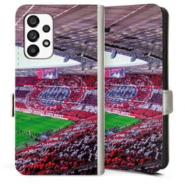 DeinDesign Galaxy A53 5G Handy Klapph&uuml;lle Handyh&uuml;lle aus Kunst Leder wei&szlig; Flip Case Stadium Fcb Fc Bayern M&uuml;nchen Sideflip mit Lasche